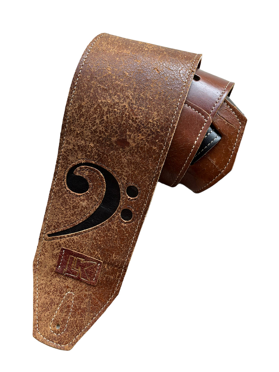 LK 4" Distressed Brown F Clef Strap – LK STRAPS